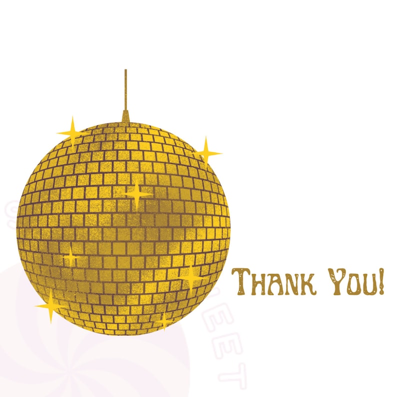 Disco Ball Blank Thank You Card Printable Digital Download - Etsy