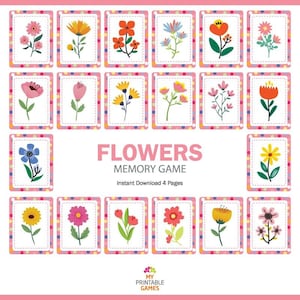 Printable Flowers Memory Game Set for Kids | Download, Print and Play ...