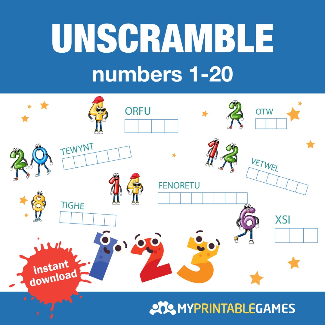Scrambled Number Names Game From 1 to 20 : Number Fun for Kids - Etsy