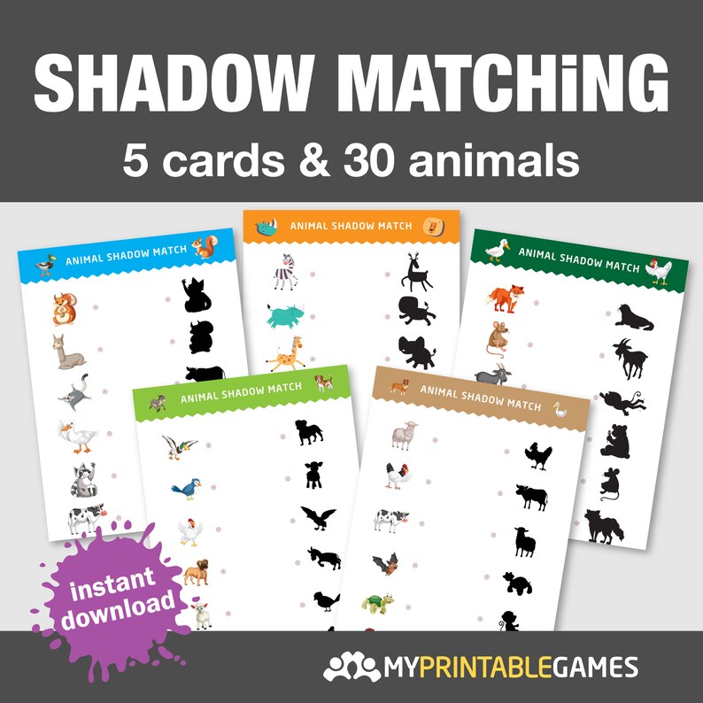 Shadow Matching Game | Download, Print and Play! - Etsy