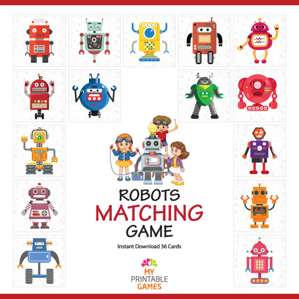 Robots Matching Game | Fun Learning Set! - Etsy