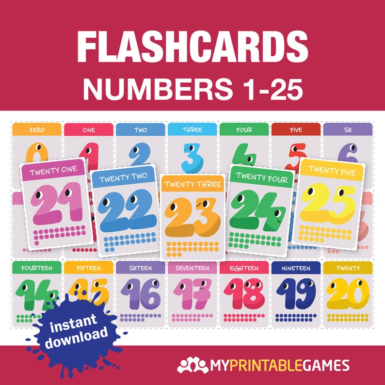 Colorful Number Flashcards 1-25 for Kids – Fun and Educational Learning ...