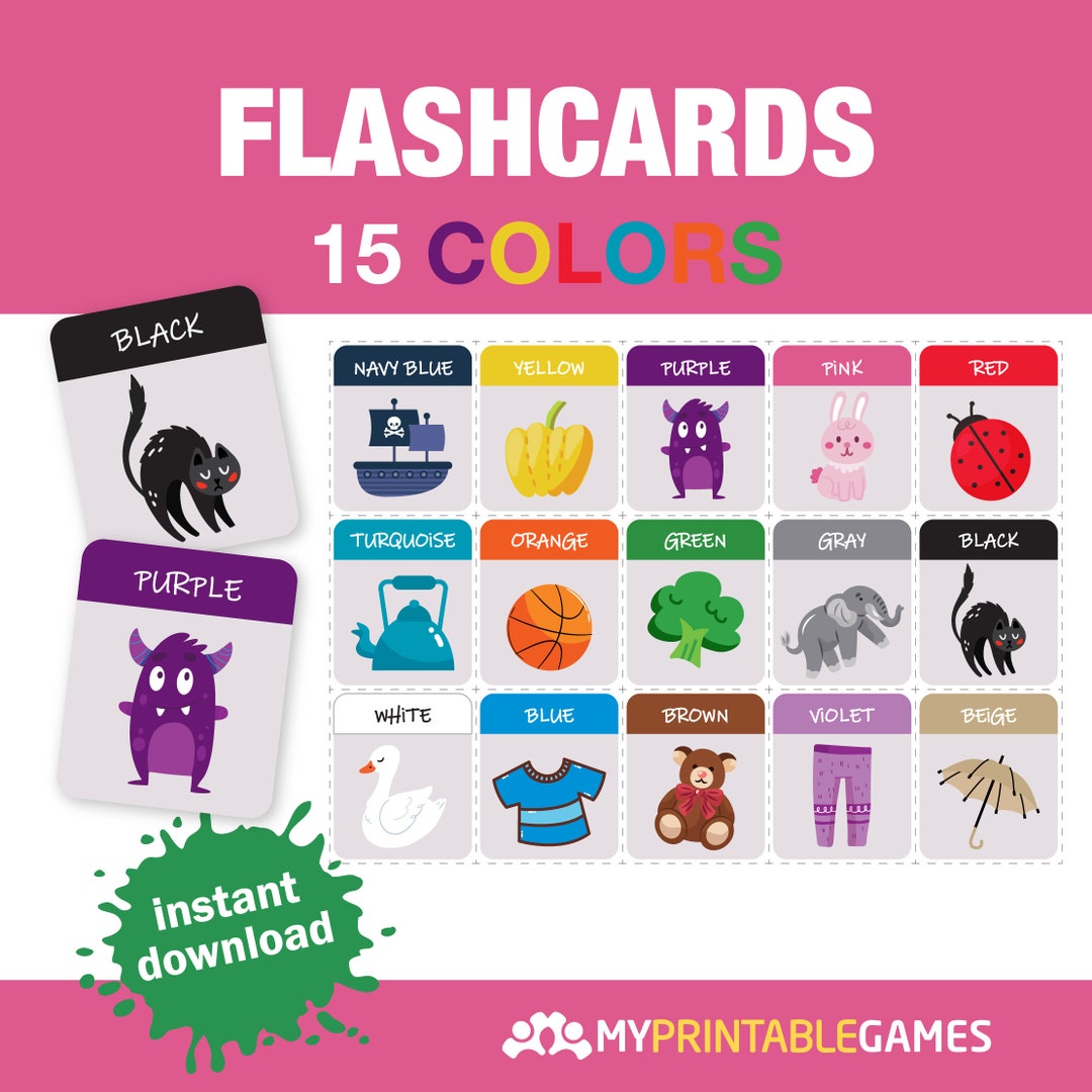 Printable Color Flashcards for Kids – Learn 15 Colors With Fun Images ...