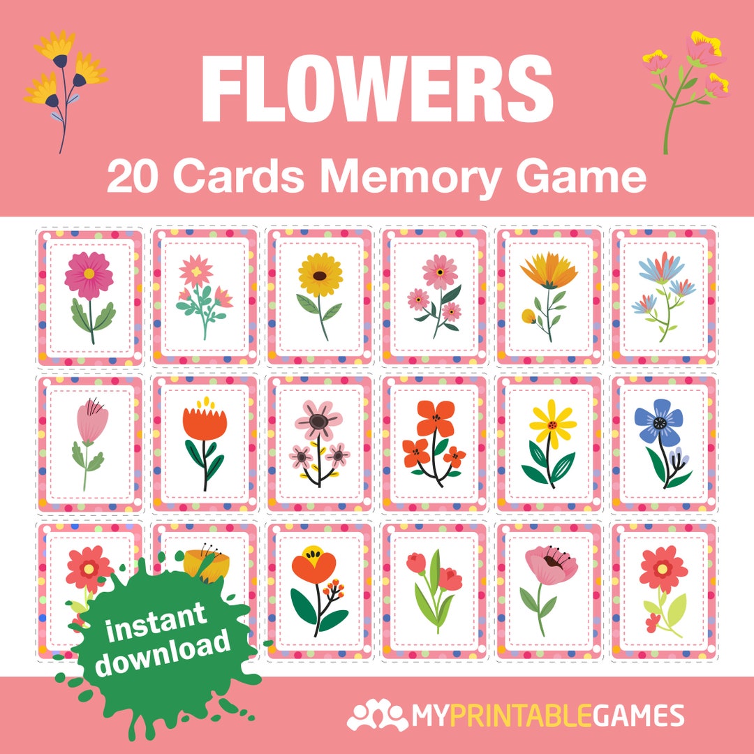 Printable Flowers Memory Game Set for Kids | Download, Print and Play ...