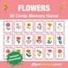 Printable Flowers Memory Game Set for Kids | Download, Print and Play ...