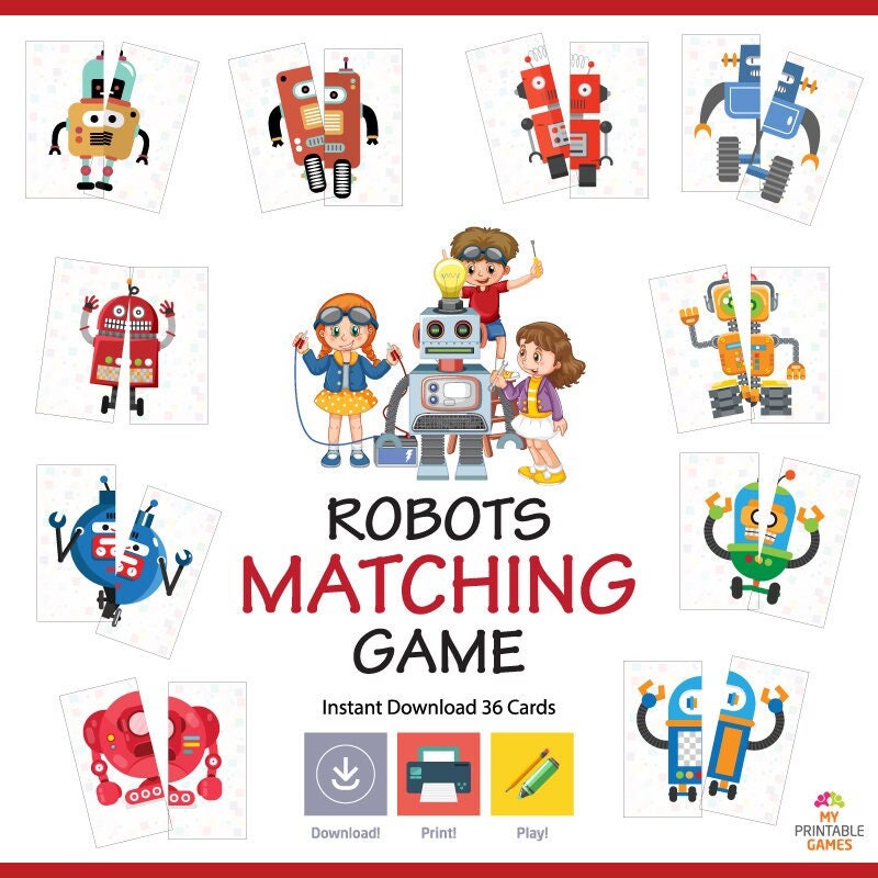 Robots Matching Game | Fun Learning Set! - Etsy