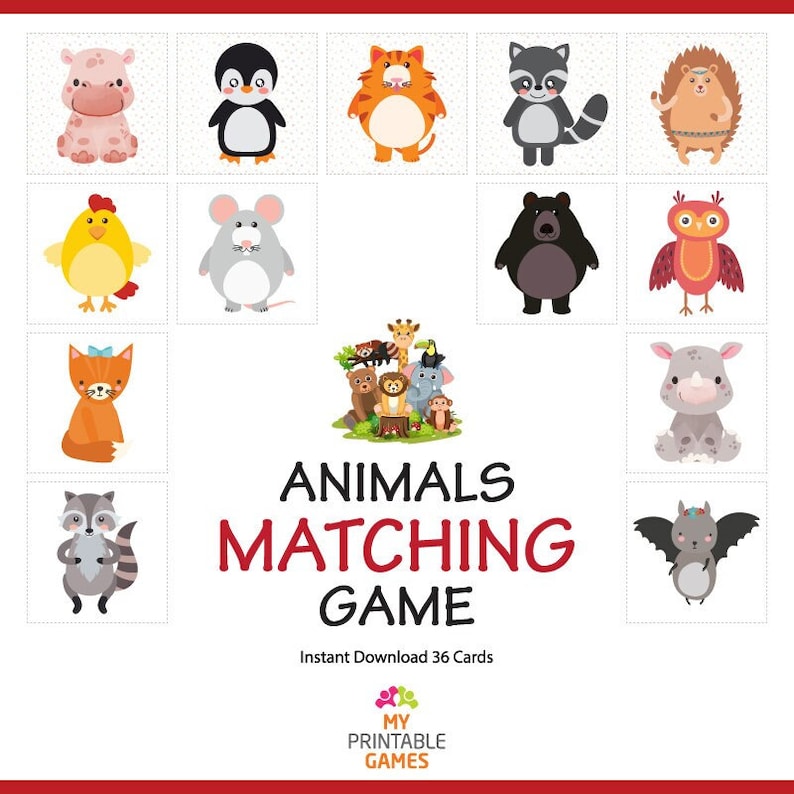 Animal Matching Game - Fun Learning Set! - Etsy