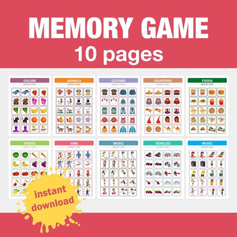 Memory Game Cards - Etsy