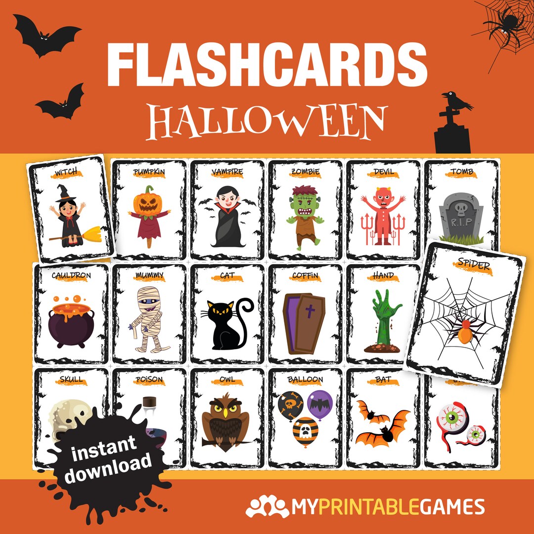 Printable Halloween Flashcards for Kids – Spooky Fun Learning Game - Etsy