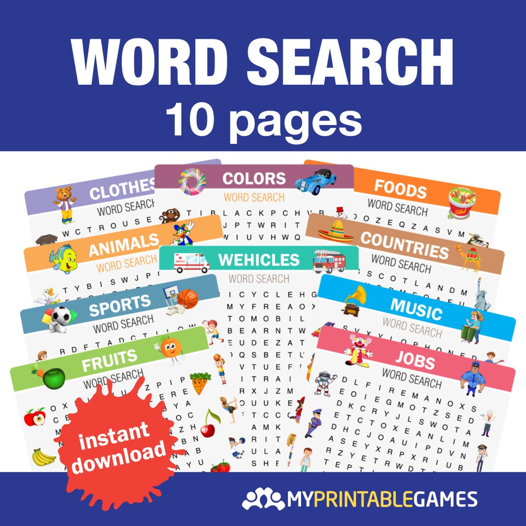 Printable Word Search Set for Kids | Download, Print and Play! - Etsy UK