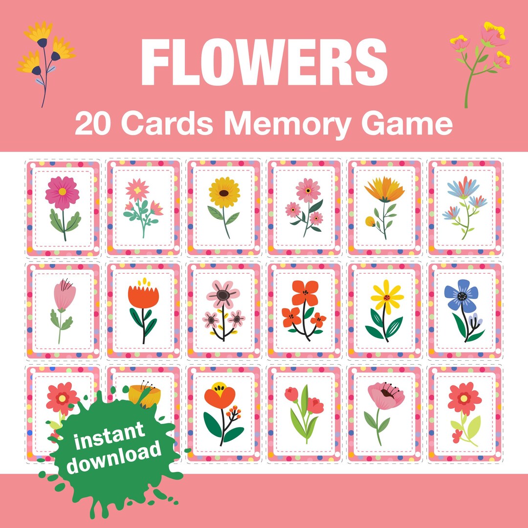Flowers Memory Game Set for Kids | Download, Print and Play! - Etsy