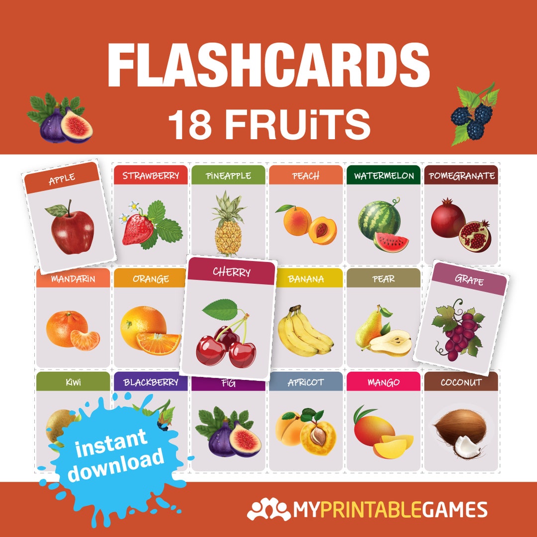 Fruit Flashcards for Kids (printable) – Learn 18 Colorful Fruits With ...