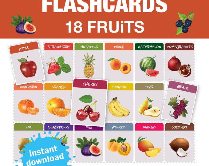 Printable Fruit Flashcards. Instant Download. PDF File. - Etsy Canada
