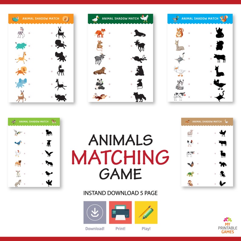 Shadow Matching Game | Download, Print and Play! - Etsy