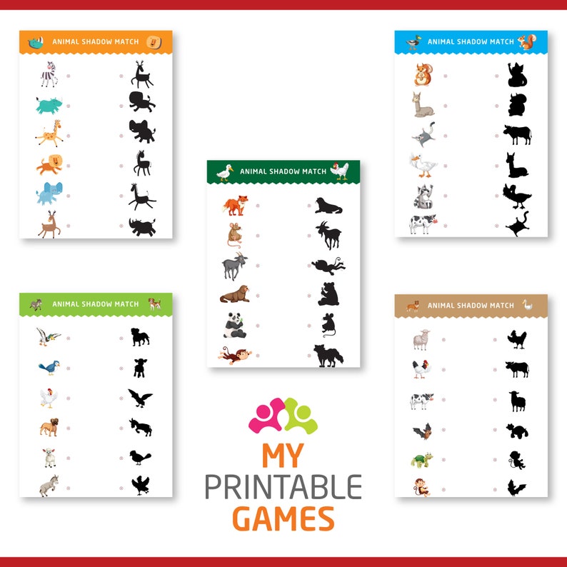 Shadow Matching Game | Download, Print and Play! - Etsy