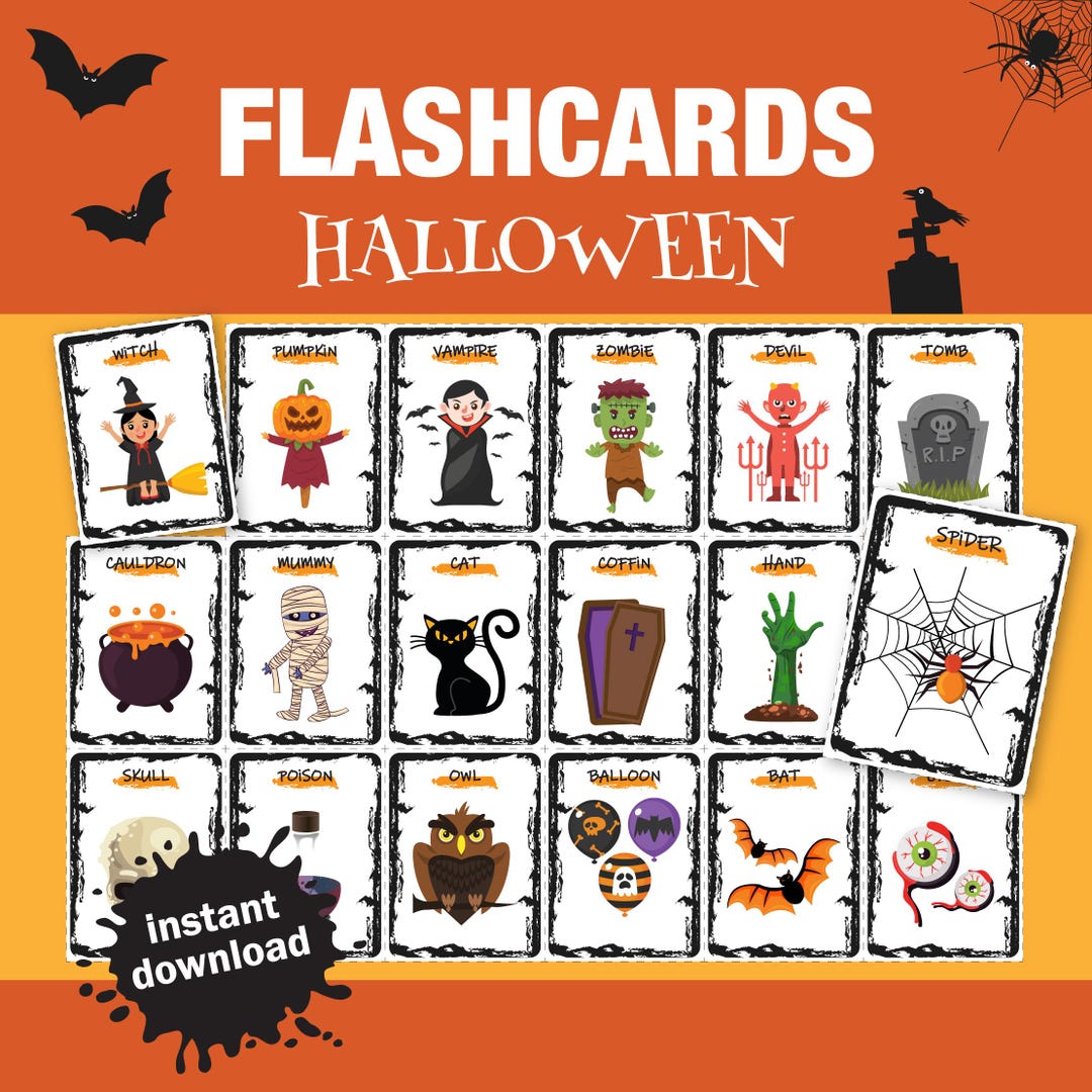 Halloween Flashcards for Kids (printable) – Spooky Fun Learning Game - Etsy