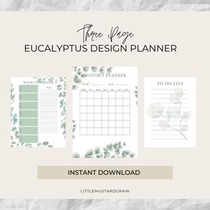 Eucalyptus 3 Page Digital Planner - Etsy