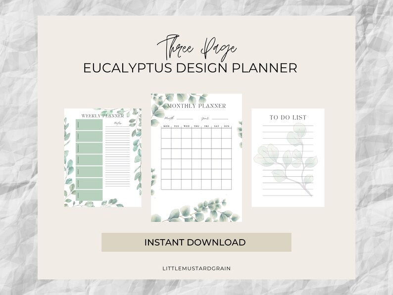 Eucalyptus 3 Page Digital Planner - Etsy