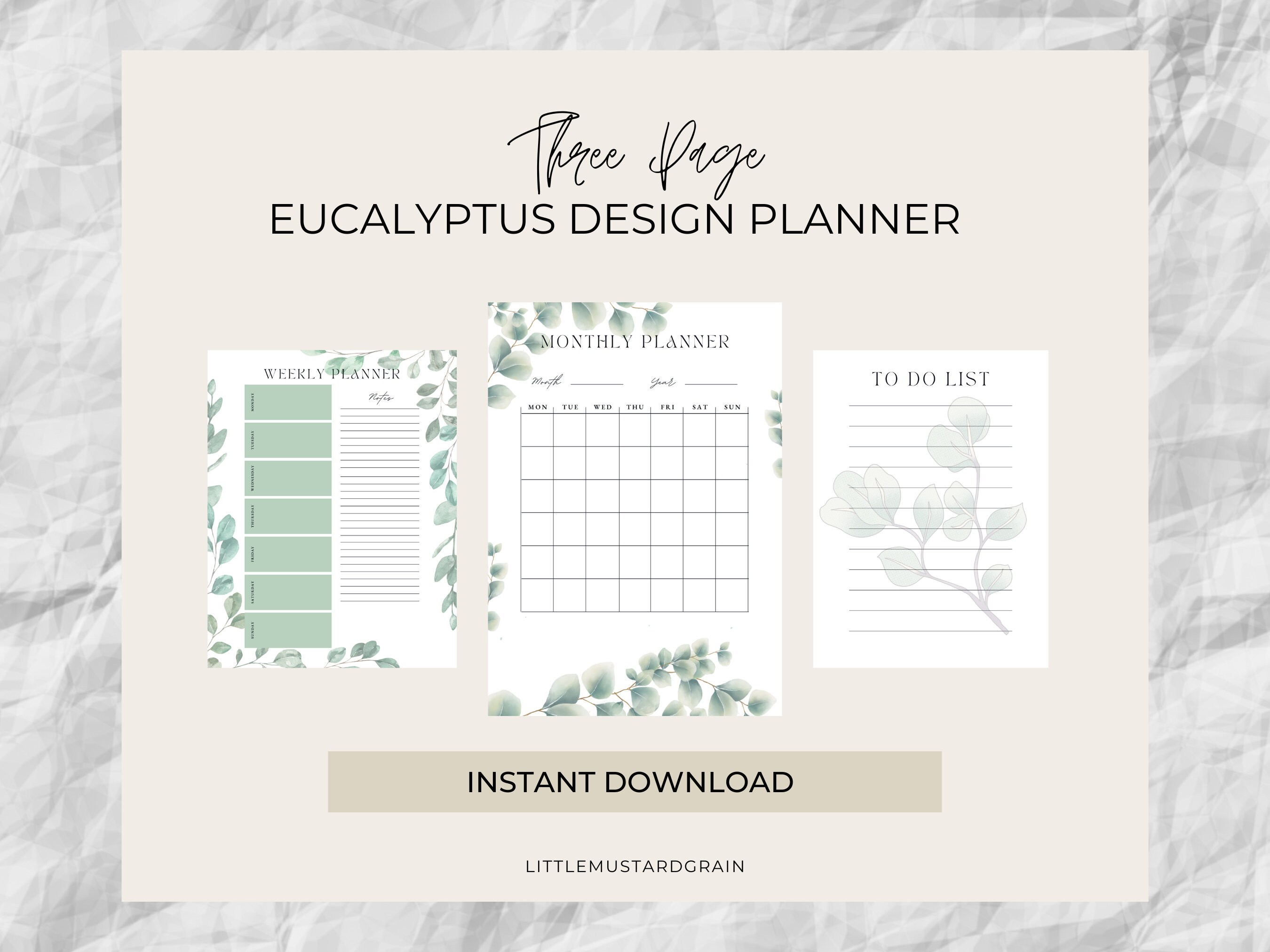 Eucalyptus 3 Page Digital Planner - Etsy
