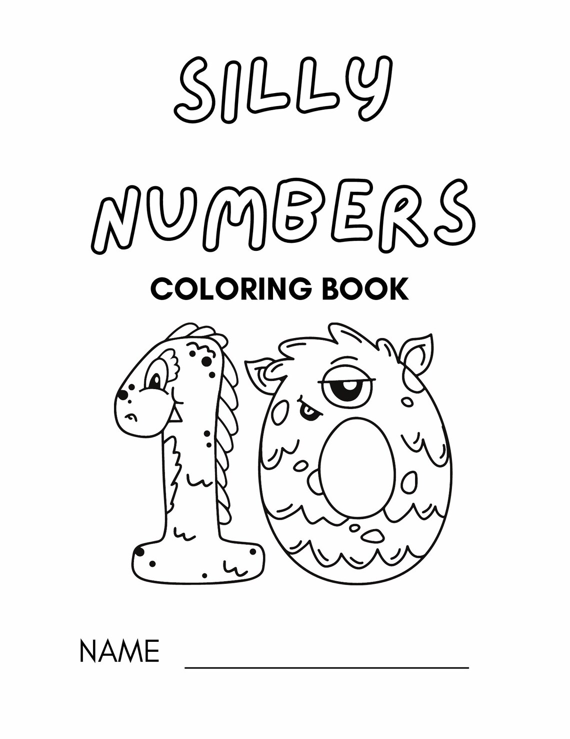 Preschool Coloring Book silly Numbers - Etsy