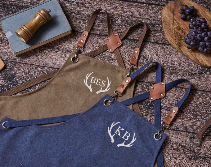 Personalized Bar Apron, Canvas Workshop Apron With Pockets, Custom Gift ...