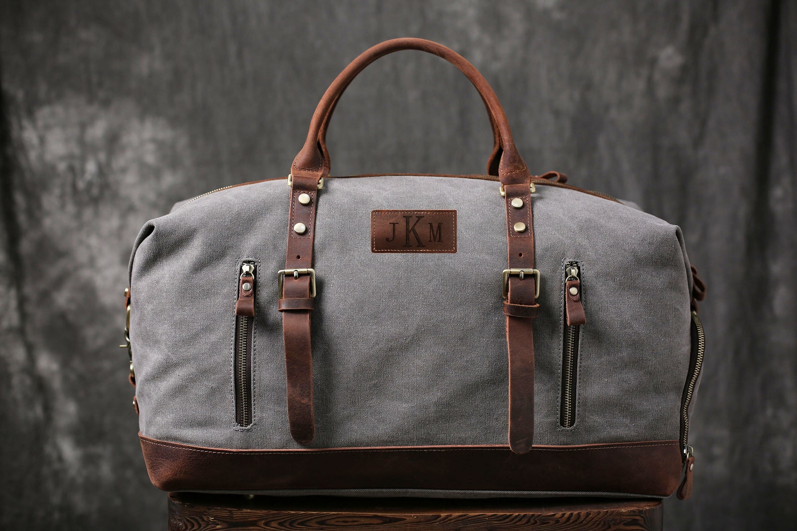 Travel Duffel Bag, Waterproof Canvas Leather Weekend Bag, Carry on ...
