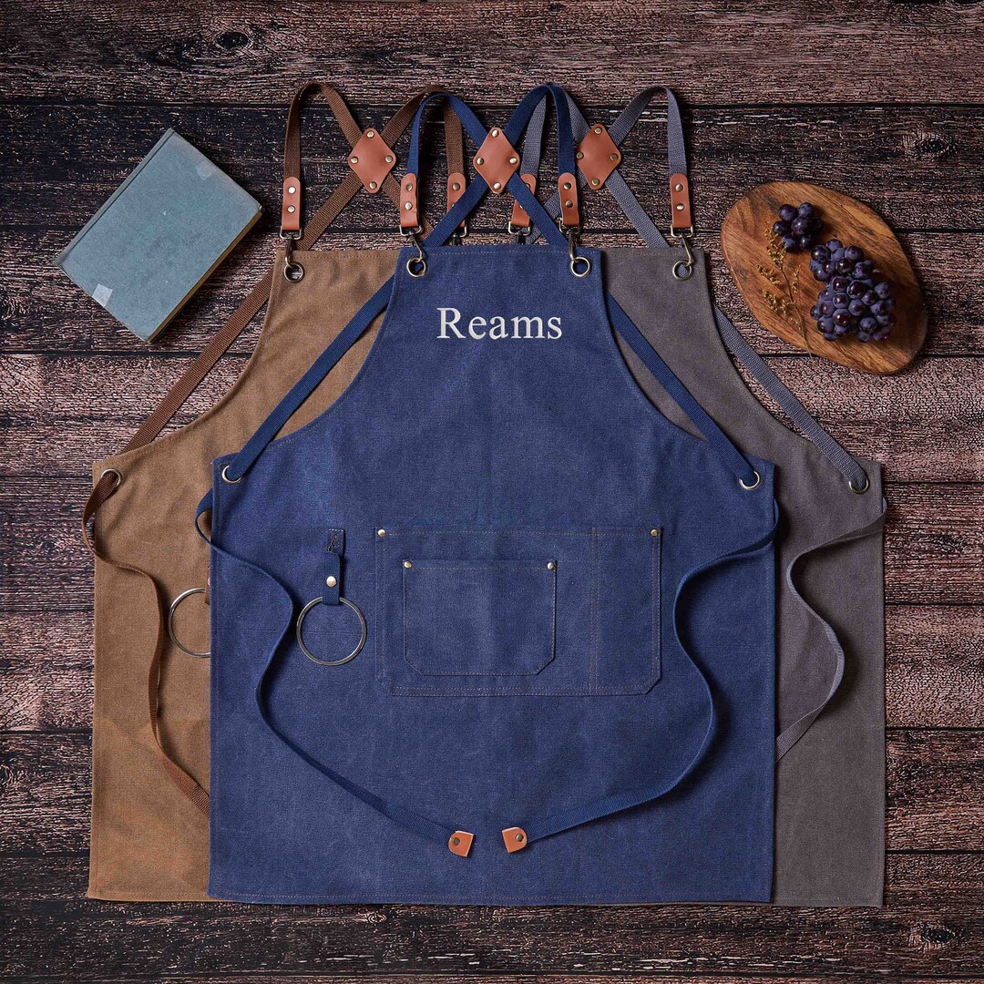 Personalized Bar Apron, Canvas Workshop Apron With Pockets, Custom Gift ...
