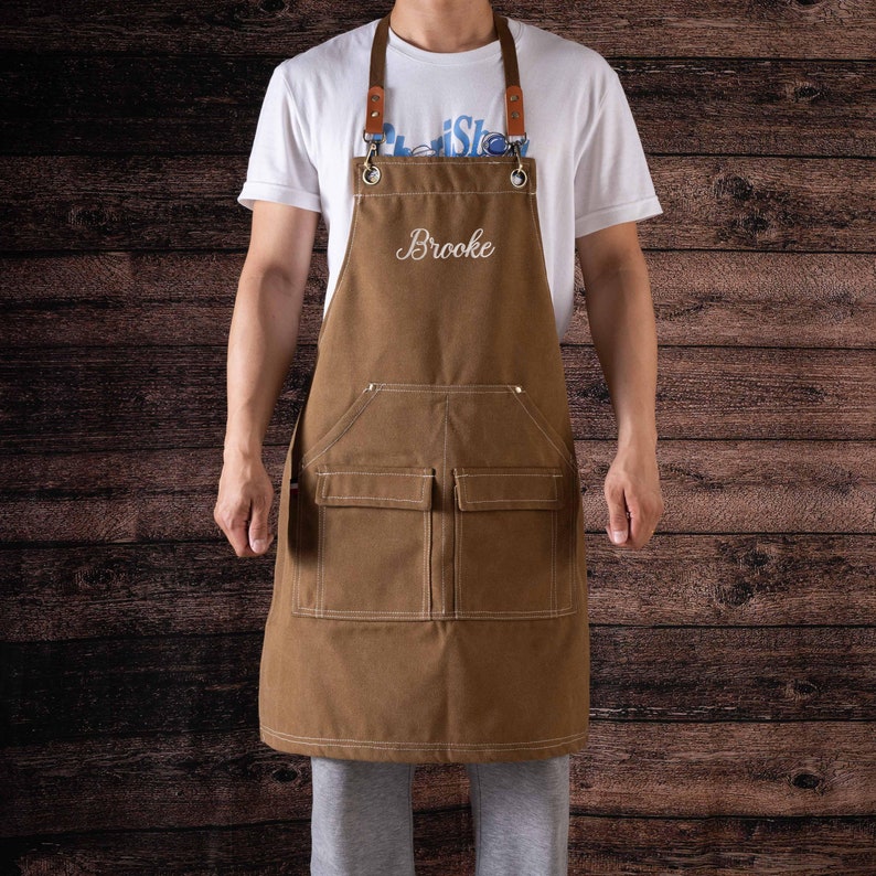 Personalized Canvas Apron, Custom Birthday Gift for Him, Bartender's ...