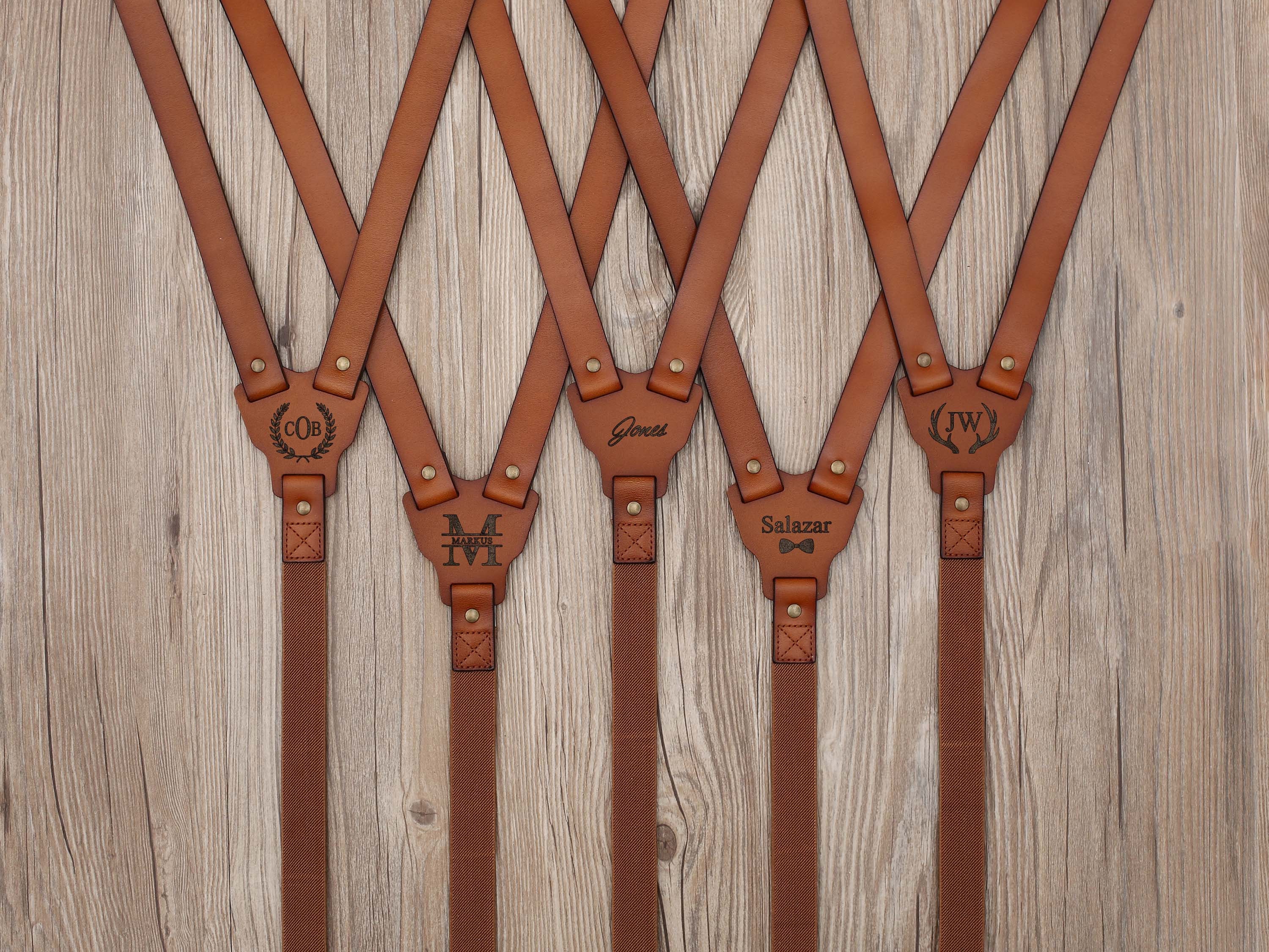 Brown Suspenders Leather Suspenders Personalized Mens Leather - Etsy