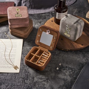 Personalized Travel Jewelry Box, Small Square Earring Organizer ...