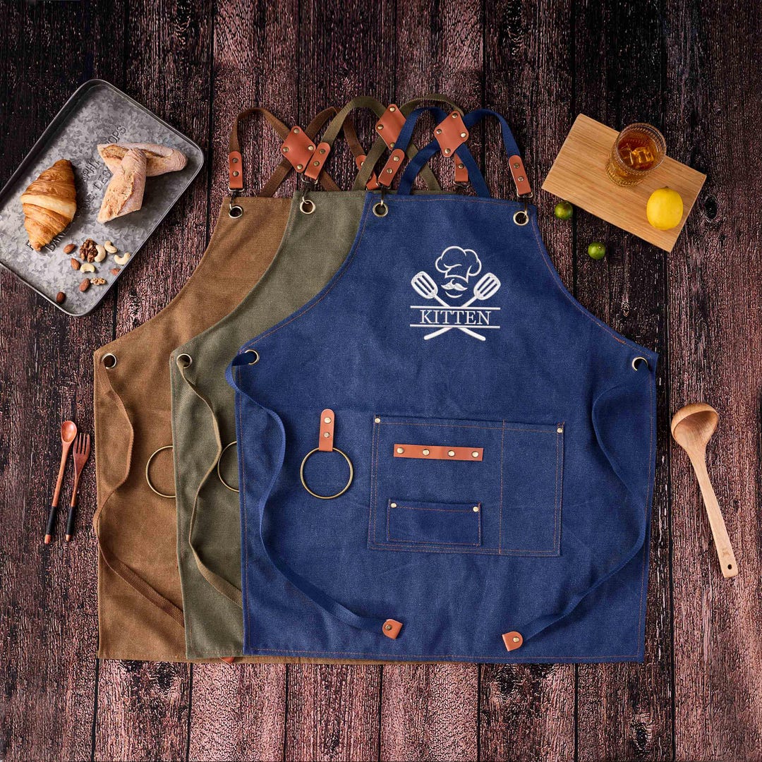 Custom Gift for Him, Personalized Bar Apron, Canvas Workshop Apron With ...