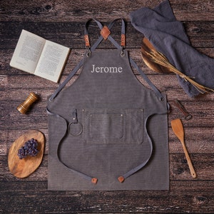 Personalized Bar Apron, Canvas Workshop Apron With Pockets, Custom Gift ...