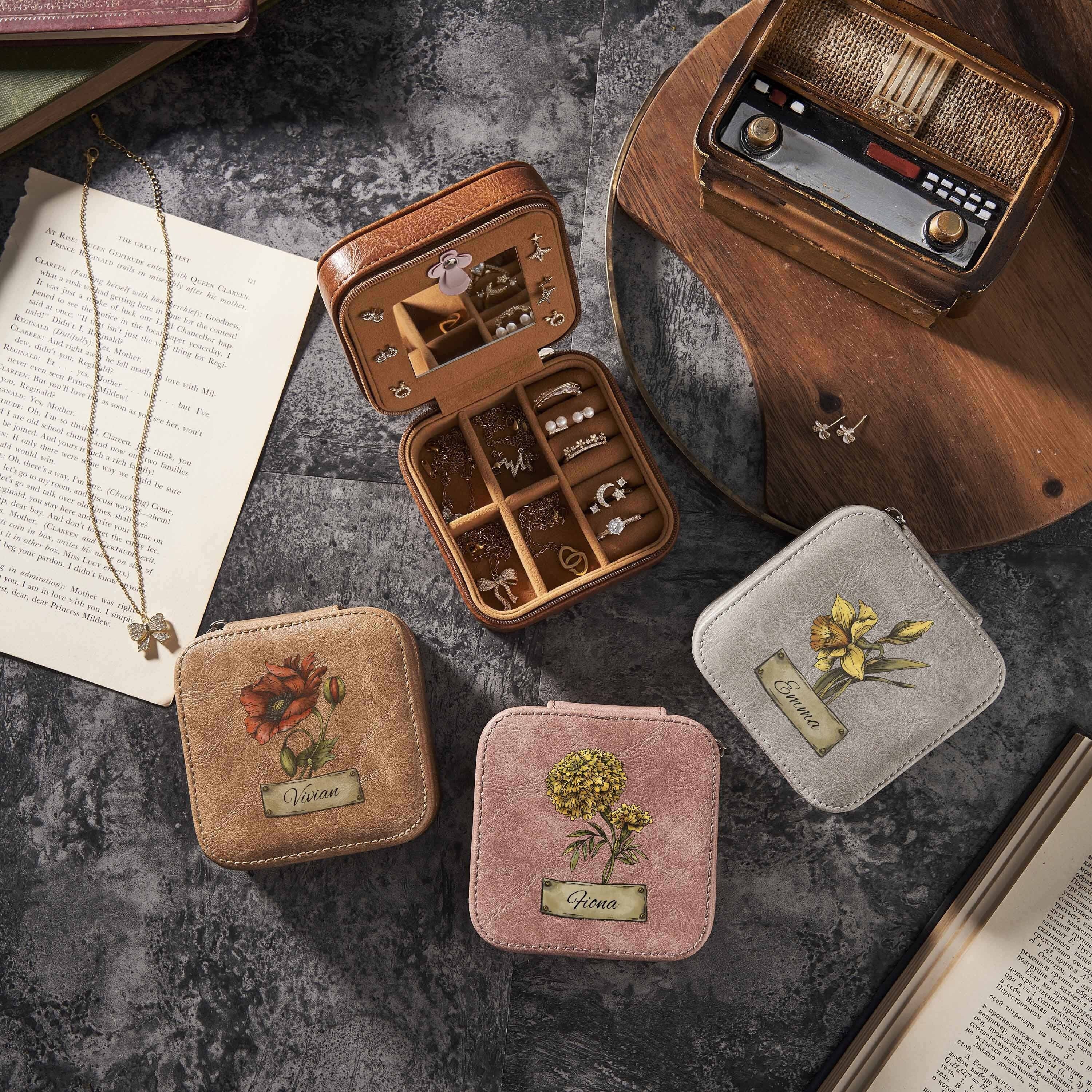 Personalization Jewelry Box, Leather Jewelry Travel Case, Bridesmaid ...