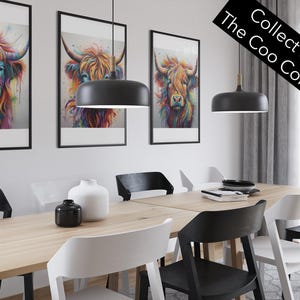 Colourful Highland Cow Digital Art Print, Vibrant Farmhouse Wall Decor ...