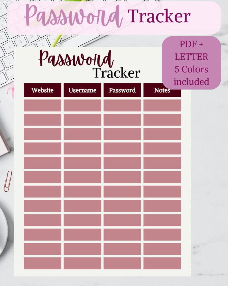 Password Tracker, Password Tracker Printable, Password Book, Password ...