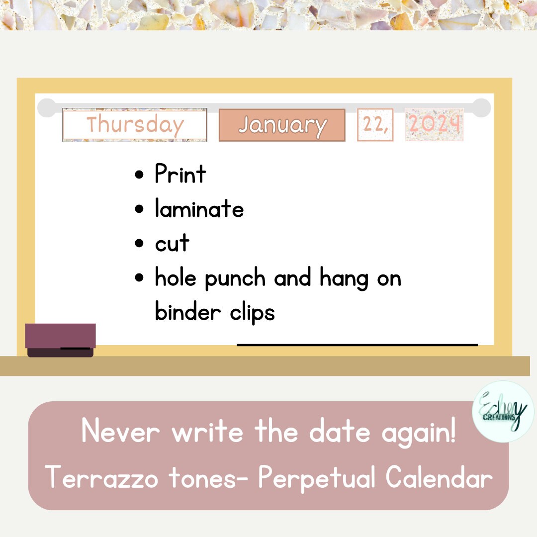 Terrazzo Tones, Flip Calendar, Perpetual Calendar - Etsy