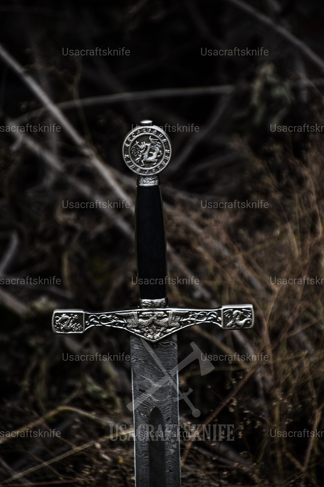 King Arthur Sword Replica, Excalibur Sword Damascus Steel Knights of ...
