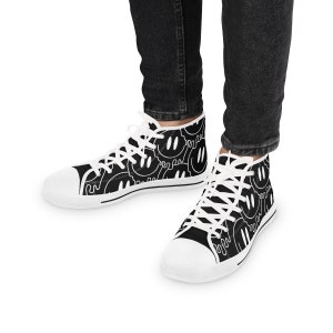 Smiley Face Designed Sneakers High Top Sneakers Happy Inspired Sneaker ...