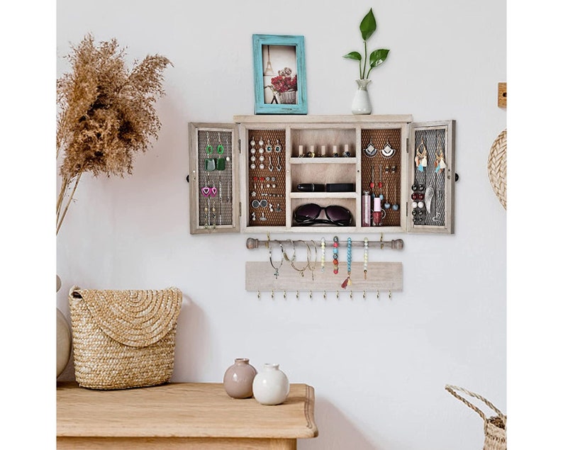 Wall Mounted Jewelry Organizer Cabinet Jewelry Display - Etsy