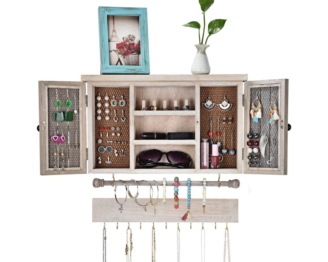 Wall Mounted Jewelry Organizer Cabinet Jewelry Display Stand, Jewelry ...