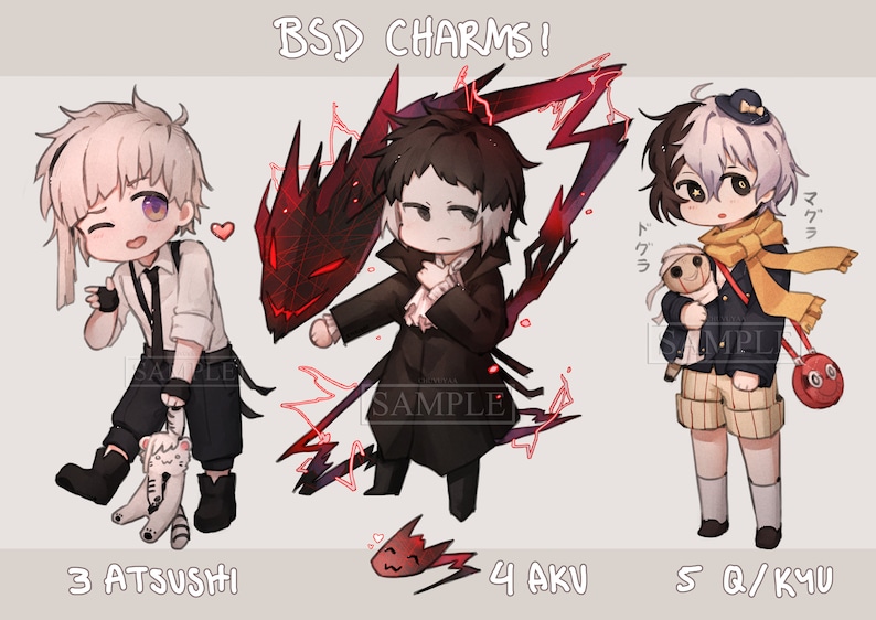 BSD Bungou Stray Dogs Glitter Keychains Acrylic: Osamu Dazai, Nakahara ...