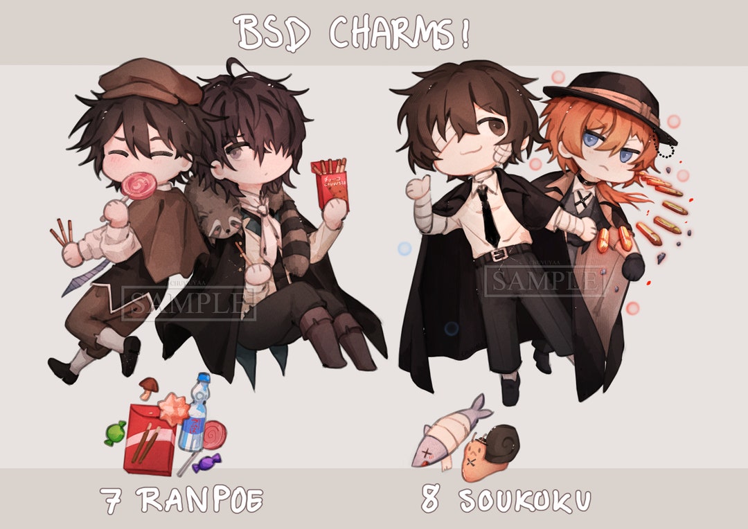 BSD Bungou Stray Dogs Glitter Keychains Acrylic: Osamu Dazai, Nakahara ...