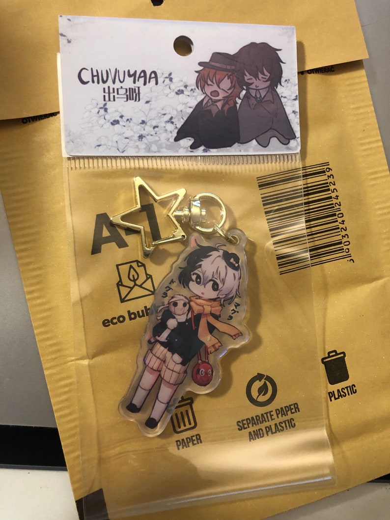 BSD Bungou Stray Dogs Glitter Keychains Acrylic: Osamu Dazai - Etsy