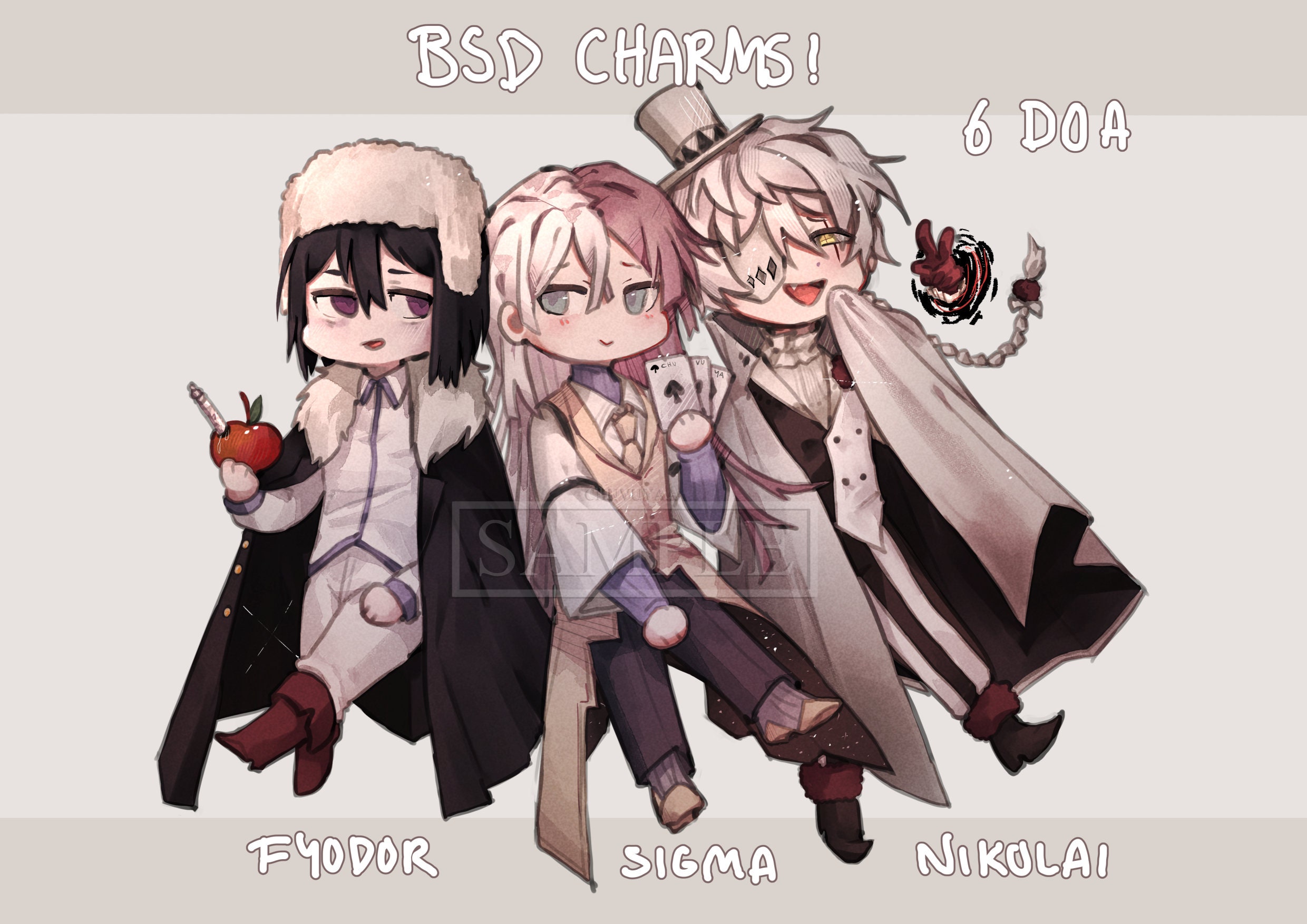 BSD Bungou Stray Dogs Glitter Keychains Acrylic: Osamu Dazai, Nakahara ...