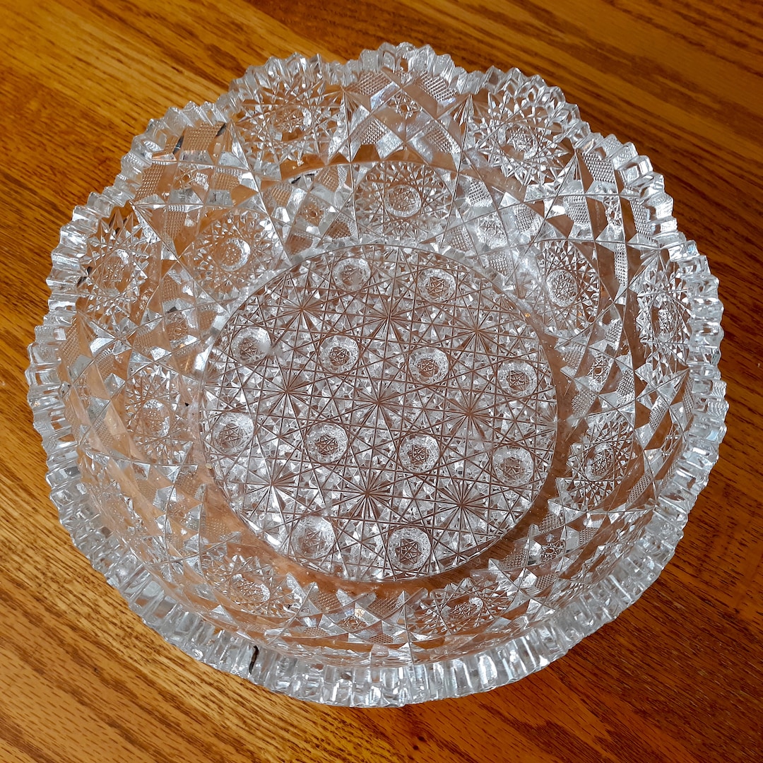 Antique American Brilliant Period Cut Crystal Bowl, 1890. Daisy and ...