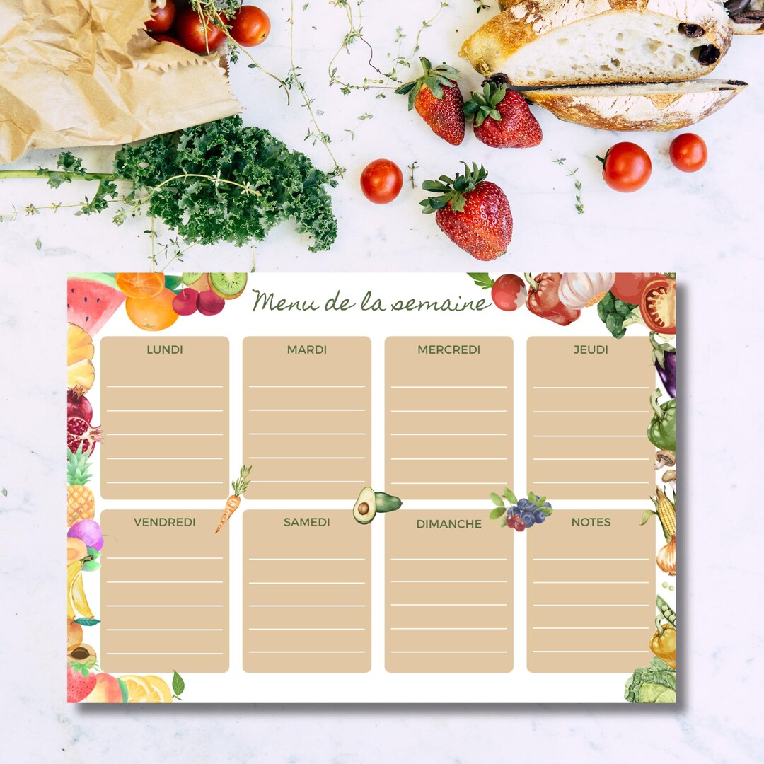 Printable Meal Planner – Organizing Weekly Menus – A4 PDF File to ...