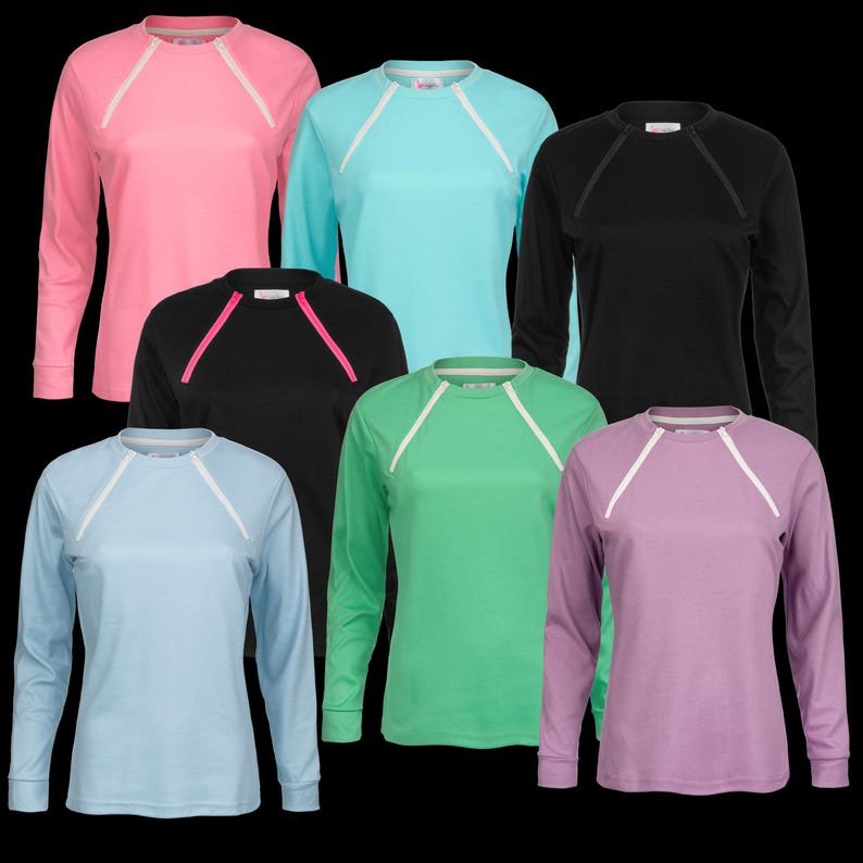 Women's Chest Port Access Infusion Shirt - Comfychemo® - Long Sleeve ...