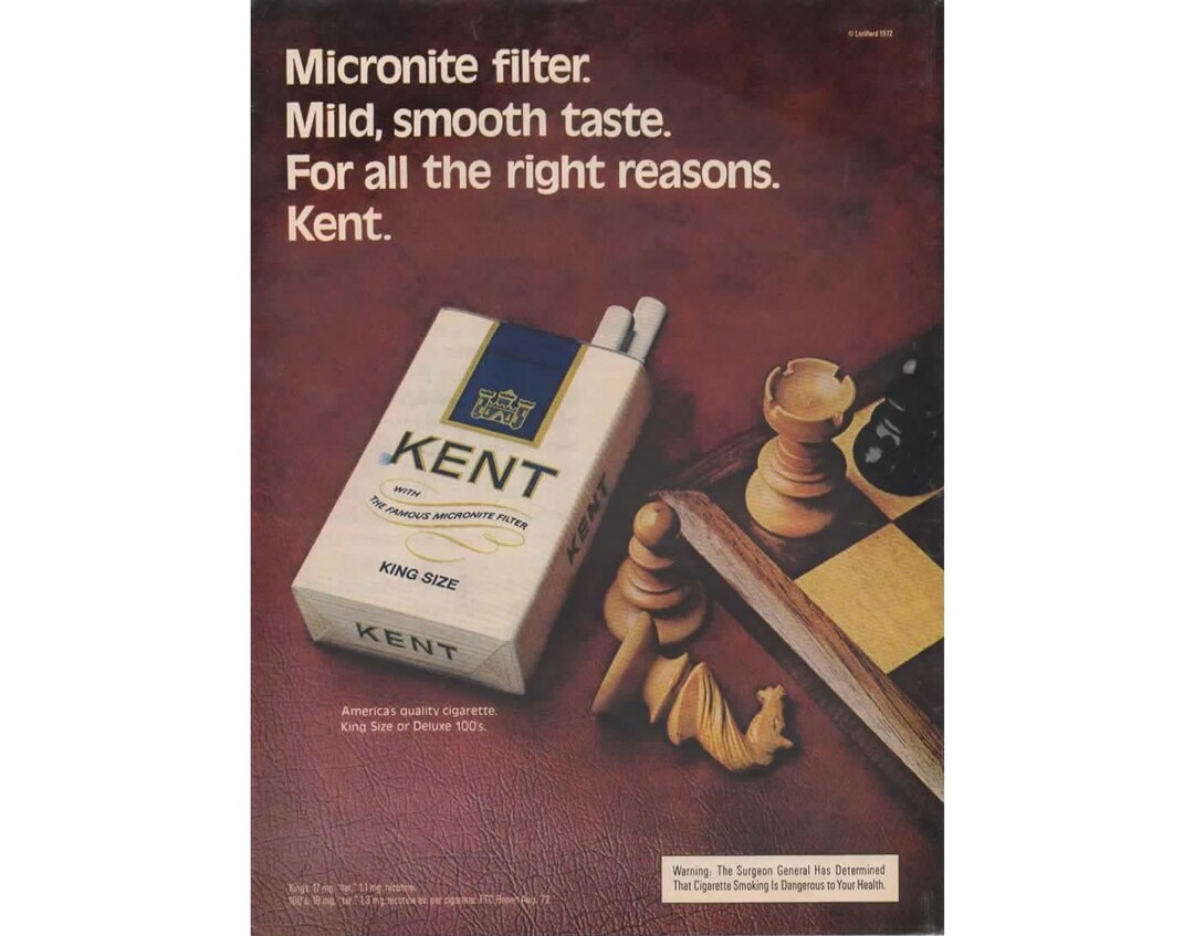 Kent Cigarettes - 1970's Vintage Print Ad - Etsy