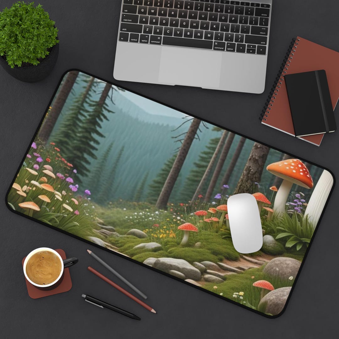 Enchanted Forest Desk Mat, Nature-inspired Workstation Mat, Forest Desk ...