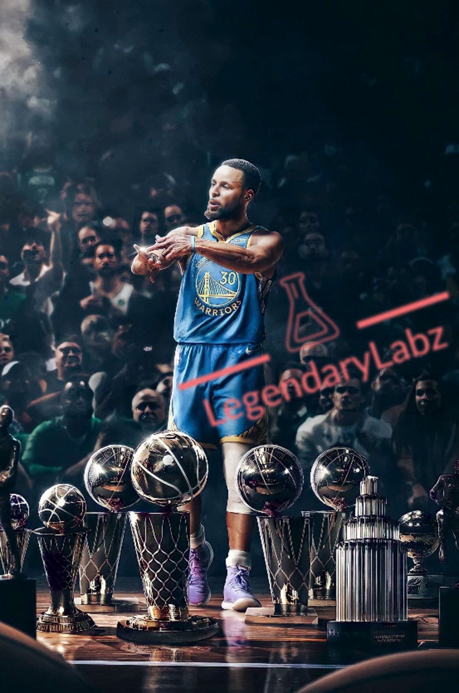Steph Curry "he's Back" W/trophies Digital Print - Etsy